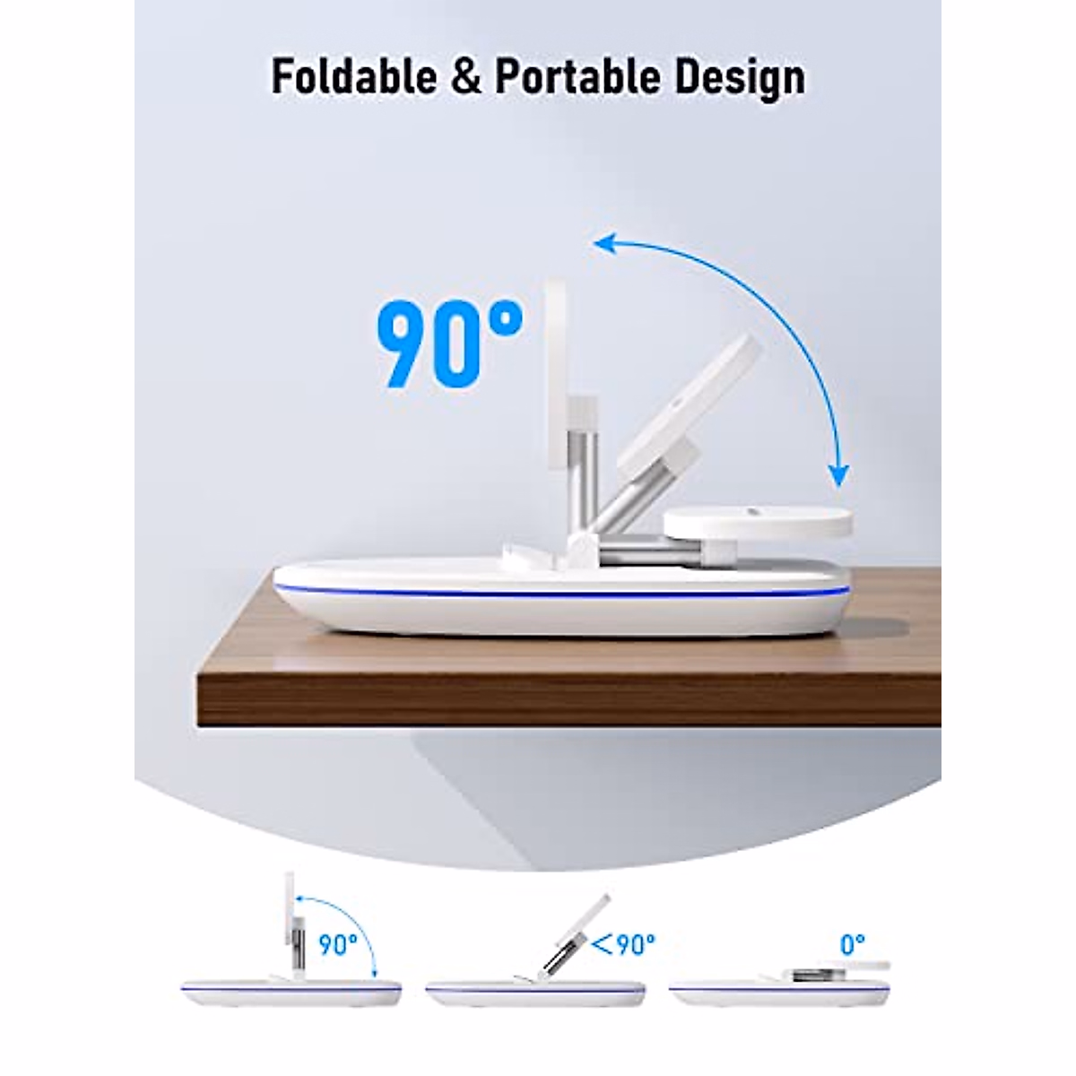 3-in-1 Magnetic Wireless Charging Station for Apple Devices - MagSafe Charger Stand for iPhone 14/13/12/11/SE/X/8, iWatch 8/7/6/SE/5/4/3/2, & AirPods 2/3/Pro - Compact, Durable & Efficient