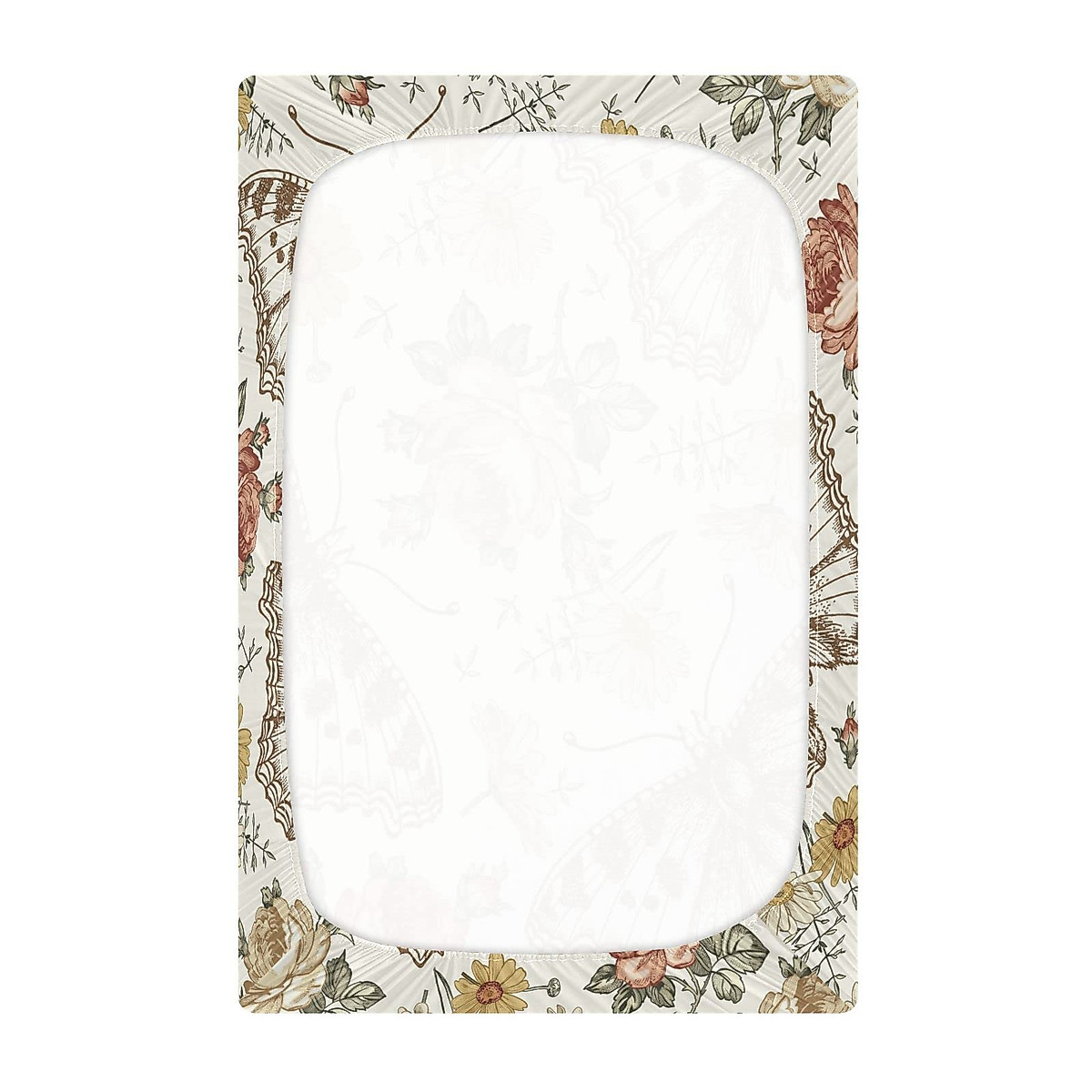 Kigai Fitted Crib Sheet for Boys Girls Jersey Knit Baby Crib Sheet Vintage Butterfly Crib Sheets for Standard Crib and Toddler Bed Mattresses, Cozy Soft Breathable, 28 x 52 inch