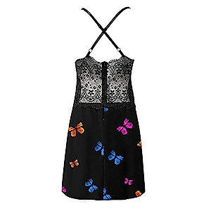 Pzhhzpingg Sexy Dresses for Women Party Club Night Print Sleeveless Lace Dress Nightdress Elegant dresses