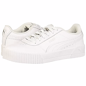 PUMA Women's Carina Sneaker, Puma White-puma White-puma Silver, 8.5 US