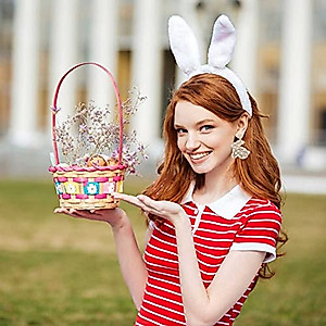 2 Pairs Easter Earrings for Women Beaded Easter Egg Bunny Earrings Letter HAPPY EASTER Earrings Cute Rabbit Dangle Earrings Spring Holiday Jewelry Gifts (Style C)