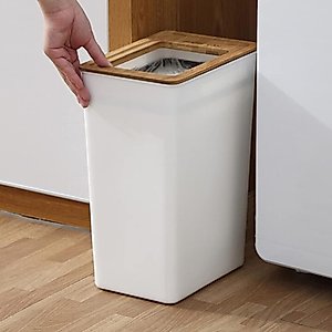 DOITOOL Large Trash Can White Bathroom Trash Can Minimalist Modern Style Garbage Can with Lid Bathroom Waste Container Dog Proofed Trash Can