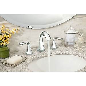Moen Eva Chrome Transitional Two-Handle High-Arc Widespread Bathroom Faucet with Drain Assembly, Valve Required, T6420