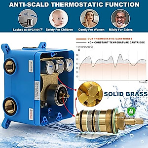 Enga Brushed Nickel Shower System with Body Spray Jets, Wall Mount 12 Inch LED Rain Shower Head Push Button Diverter Shower Fixtures, All Functions Can Run At Once