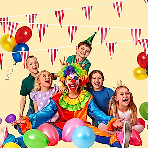 RUBFAC 170ft 120pcs Red and White Striped Pennant Banner, Carnival Circus Decorations Supplies, String Triangle Bunting Flags, Kids Birthday, New Year Eve Celebration Supplies