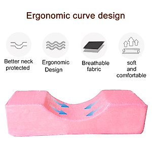 ZhangHome Eyelash Extension Pillow for Beauty Salon, Suitable for Supporting and Protecting Neck When Eyelash Extensions, Comfortable Velvet Beauty Memory U-Shaped Sponge Pillow (Pink)