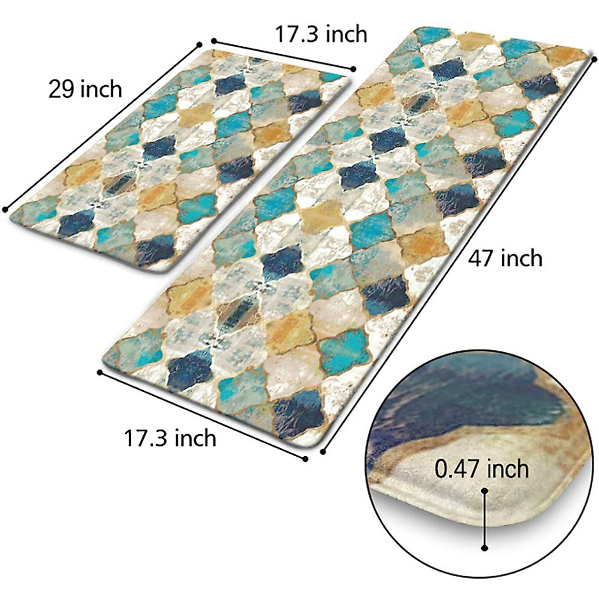 Sofort Kitchen Rugs Set, Cushioned Anti-Fatigue Kitchen Mats for Floor, Comfort Kitchen Rugs and Mats, Non-Slip Waterproof Standing Mat for Kitchen, Laundry, Sink, Office