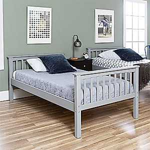 Walker Edison Resende Mission Style Solid Wood Twin over Twin Bunk Bed, Twin over Twin, Grey