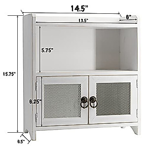 COLLECTIVE HOME - 2 Tiered Storage Cabinet, Countertop Cabinet, Wood Organizer for Kitchen Living Room Bedroom Bathroom Office with Magnetic Door, 15.75 x 14.5 x 6.5, White, 01