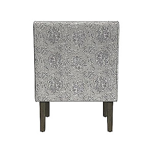 HomePop Home Decor | Upholstered Classic Swoop Arm Accent Chair | Accent Chairs for Living Room & Bedroom | Decorative Home Furniture, Gray Linen Artistic Floral Print