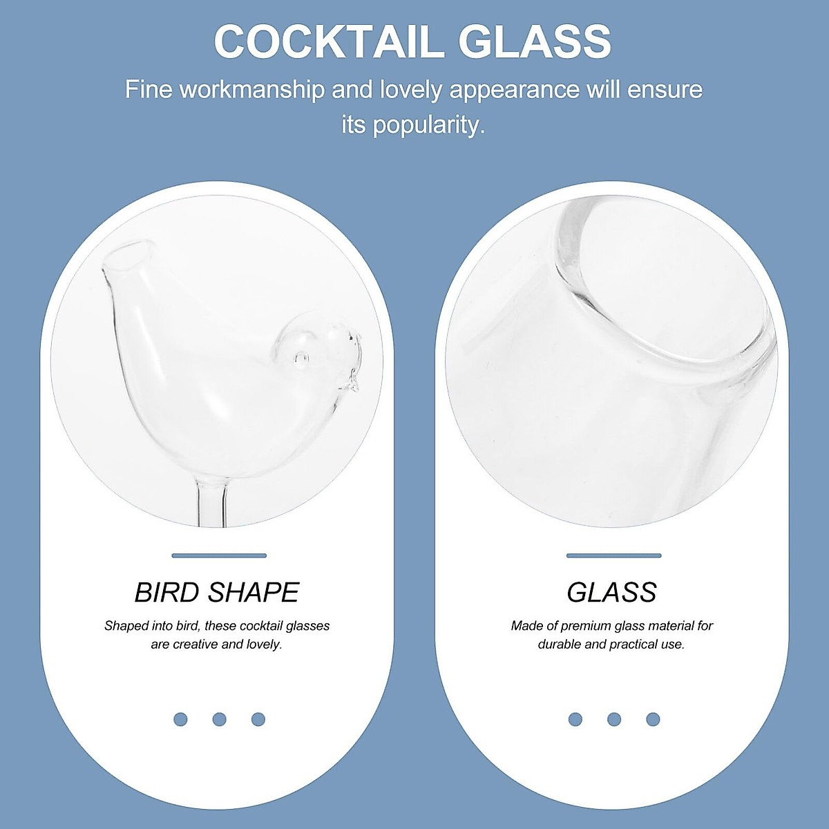 Hemoton Wine Glasses Set of 4, Bird Shape Wine Glasses Cocktail Glass, Bird Martini Glasses for Holidays Anniversary Birthday Wedding Party Celebrations 5 Ounce/150ml