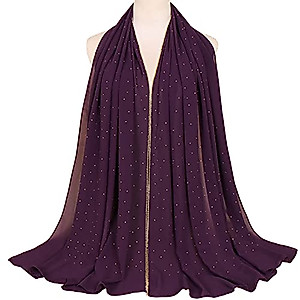 ANKOMINA Women Soft Chiffon Rhinestone Long Scarf Shawl Fashion Muslim Hijab Head Wrap Scarves