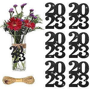 24 Pieces Glitter 2023 Cutouts Tags Decorations Double Side 2023 Graduation Cutouts 2023 Graduation Centerpiece 2023 New Year Decorations for Graduation New Year Party Supplies Favor(Black, 2023)