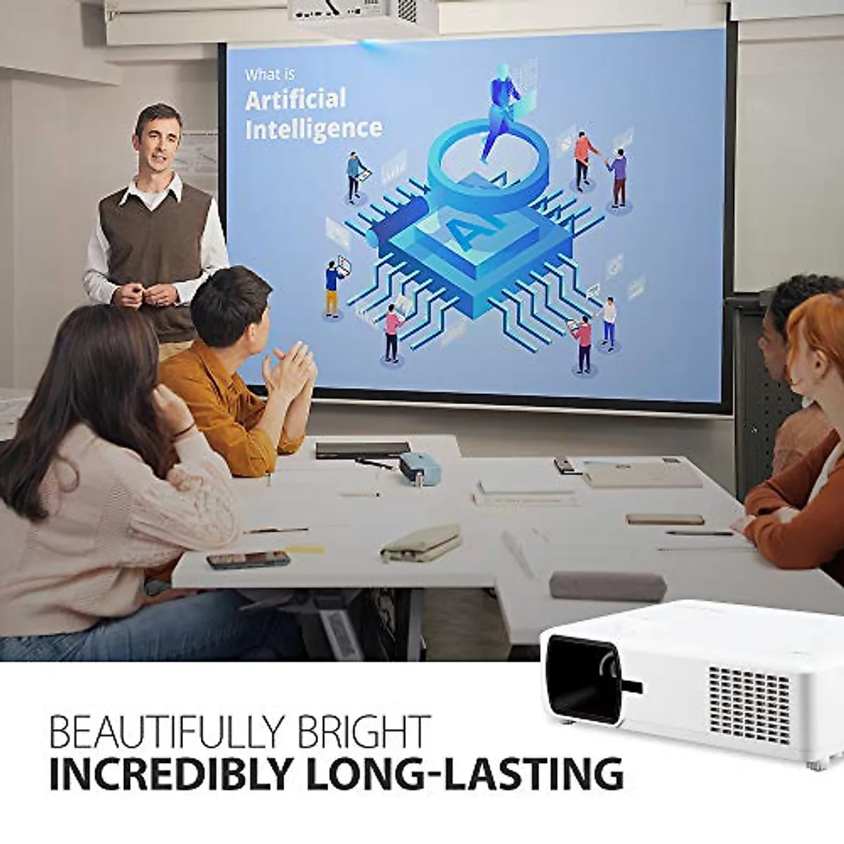 ViewSonic Bright 3000 Lumens WXGA Lamp Free LED Projector with HV Keystone and 360 Degree Flexible Installation, LAN Control, 10W Speaker, IP5X Dust Prevention for Home and Office (LS600W)