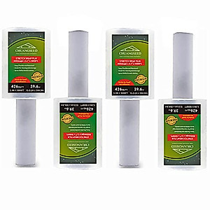 4-Pack Industrial Mini Clear Stretch Wrap Film 80 Gauge 5.1" 1000ft for Pallet Wrap, Durable Self-Adhering Packing, Moving, Packaging, Heavy Duty Shrink Film Chuangseed