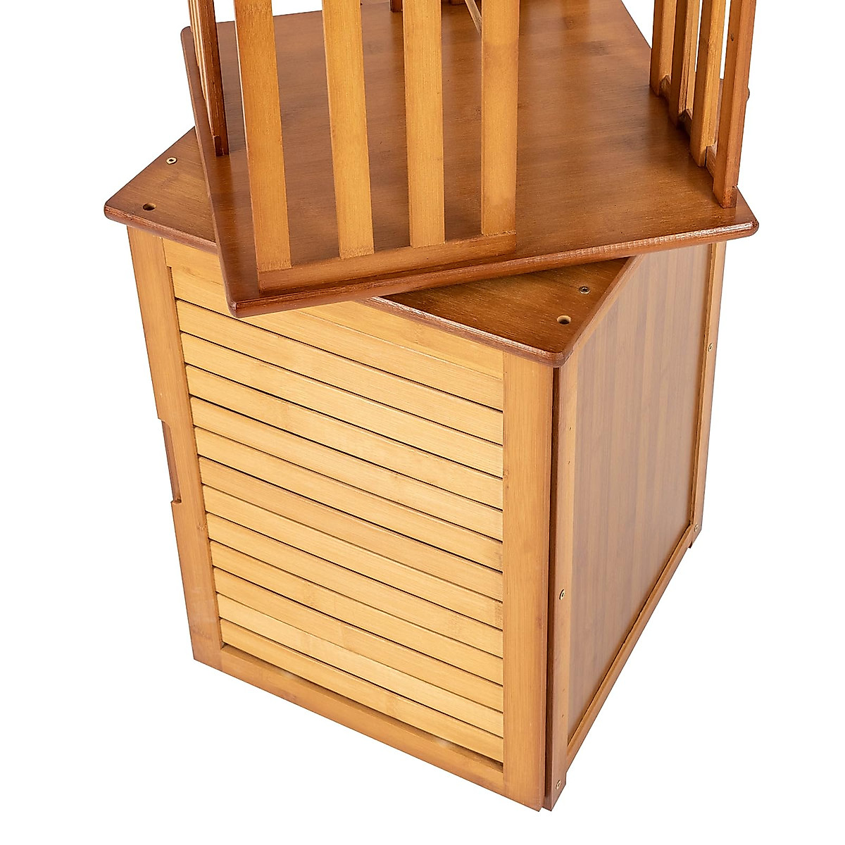 Futchoy Rotating Book Shelf Tower, Tall Bookshelf, Revolving Bookcase, 6-Tier Corner Bamboo Book Shelf 360° Rotating Storage Display Rack, Open Design Shelving for Living Room Study Room Office