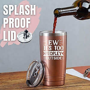 Onebttl Introvert Gifts for Girls, Women, Coworkers, INFP, INTP Coffee Travel Mug - It's Peoplely Out There - Stainless Steel 20Oz Tumbler