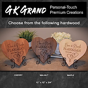 Personalized Cutting Board Wedding Gift Beautifully Engraved Heart Design Walnut Maple Cherry Customized Bride Groom Unique Display Newlywed Couple Marriage Parents Anniversary Housewarming Christmas