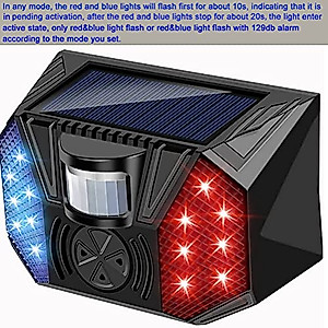 Aolyty Solar Warning Lights with Remote Control, Solar Strobe Alarm Light 120db Sound, 4 Modes Motion Sensor Security Siren Light Outdoor IP65 Waterproof for Home Barn Yard Orchard Farm Warehouse