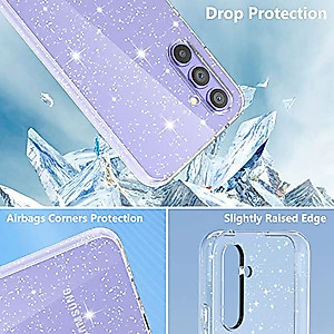 KSWOUS Glitter Case for Galaxy A54 5G - Sparkly Clear Shockproof Slim Cover with 2 Screen Protectors