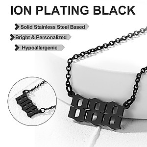 GOLDCHIC JEWELRY Black Angel Number 999 Necklaces For Women, Steel Angel Numbers Pendant Choker Chain