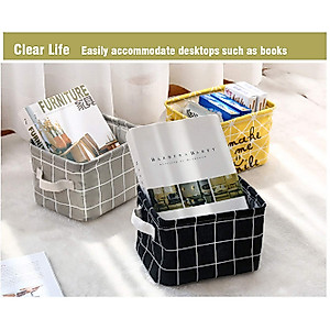 AARAINBOW 3 Packs Storage Basket Bins Canvas Mini Storage Cubes Storage Basket for Makeup, Toys Liners, Books Storage Baskets with Handles for Shelves & Desks(3 Gray)