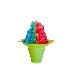 Paragon - Manufactured Fun 12-Ounce SNO-Cone Flower Drip Tray Cups, 100-Cup Case, Assorted: Blue, Yellow, Orange and red, 1 Count (Pack of 1)
