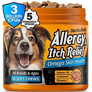 Dog Allеrgy Relief Chews, Immunе Support & Itсh Rеlief for Dogs, Skin and Coat Supplements with Omega 3 Fish Oil, ACV, Vitamin C, & Probiotics for Dogs, 90 Soft Chews, Chicken Flavor, Wrap
