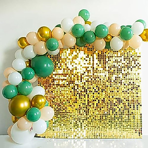 Gold Square Shimmer Wall Backdrop 12PCS Sequin Panels Backdrop Wall for Birthday Party, Anniversary Wedding Engagement Decoration