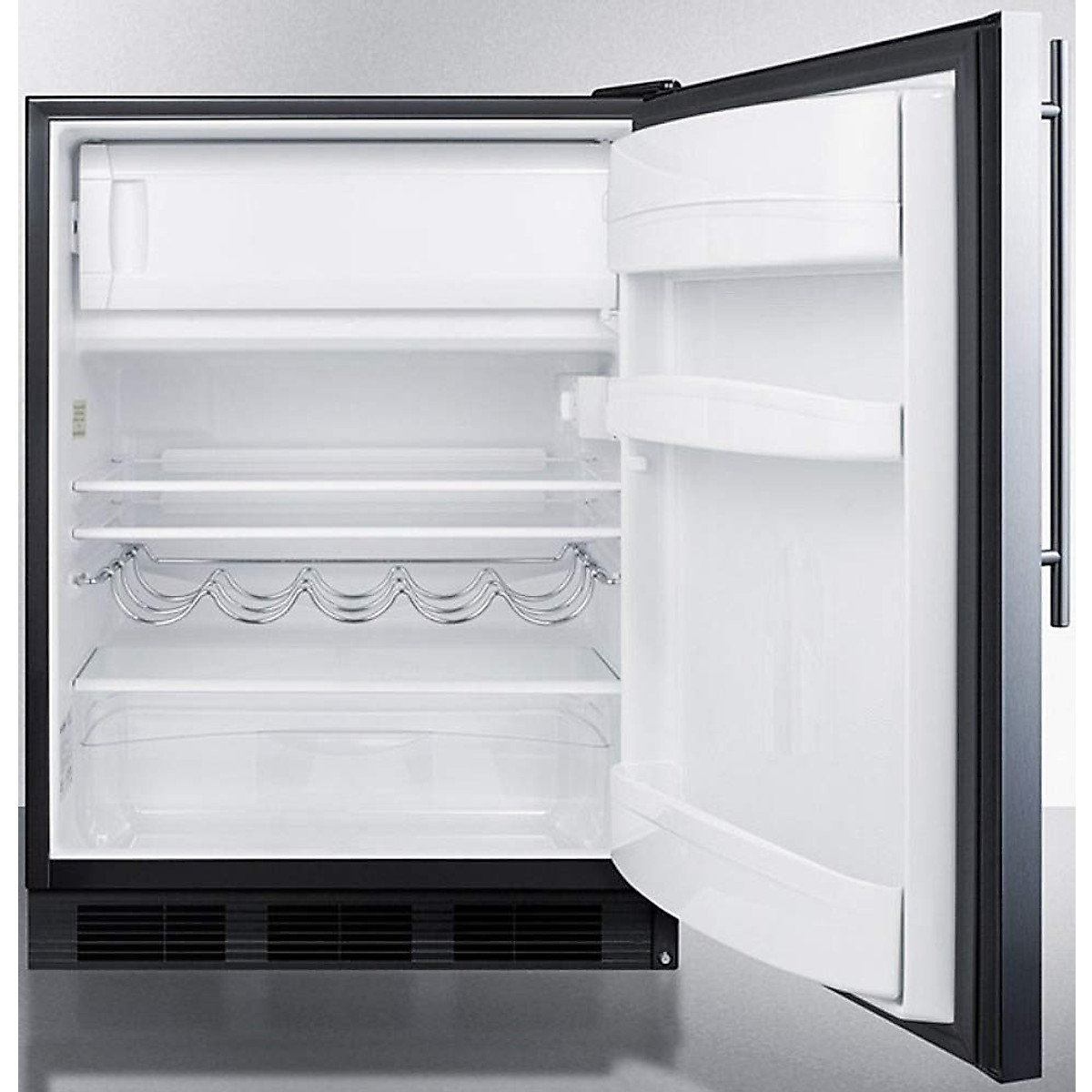 Summit Appliance CT663BKBISSHVADA ADA Compliant Built-in Undercounter Refrigerator-Freezer for Residential Use, Cycle Defrost with Stainless Steel Wrapped Door, Thin Handle and Black Cabinet