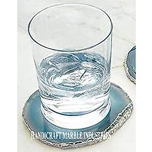 Agate Coaster #4 design Gold Rimmed Teal Color Coaster Wholesale Drink Coaster Tableware Bar Accessories Dinning Table Accessories