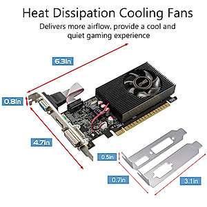 QTHREE NVIDIA GT 730 4GB Graphics Card,DDR3,128-Bits,Video Card for PC,PCI Express x16,DVI-I,HDMI,VGA,Low Profile Computer GPU,DirectX 11,Support 2K