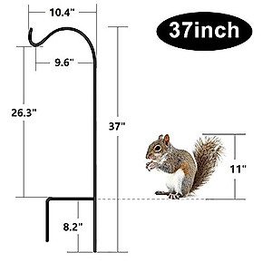 BEAU JARDIN 4 Pack Shepherd Hook 37 inch 2/5 inch Thick Premium Heavy Duty Rust Resistant Shepards Garden Outdoor Hanging Plants Hanger Light Lanterns Mason Jar Wind Chimes Wedding Black BG17401