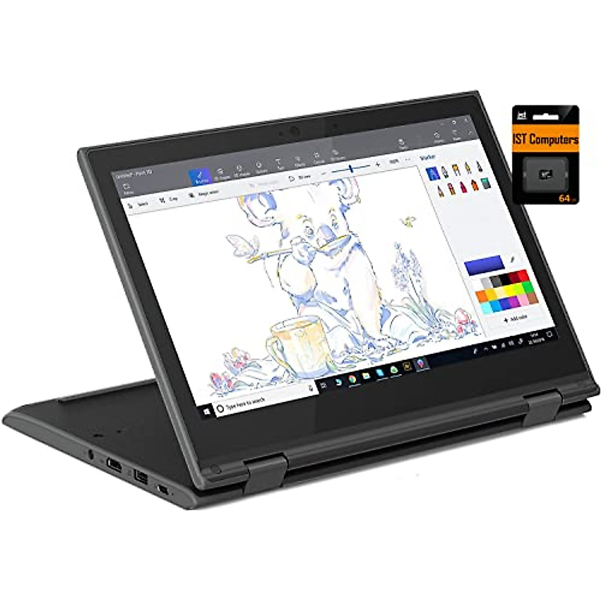 Lenovo 300e 11.6" 2-in-1 Touchscreen Winbook (Intel N4120, 4GB RAM, 128GB Storage (64GB eMMc + 64GB IST SD Card), Webcam) Ruggedized, Water Resistant, Education Laptop, Type-C, Wi-Fi, Win 10/11 Pro