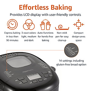 Amazon Basics 2 Pound Non-Stick Bread Making Machine, Black