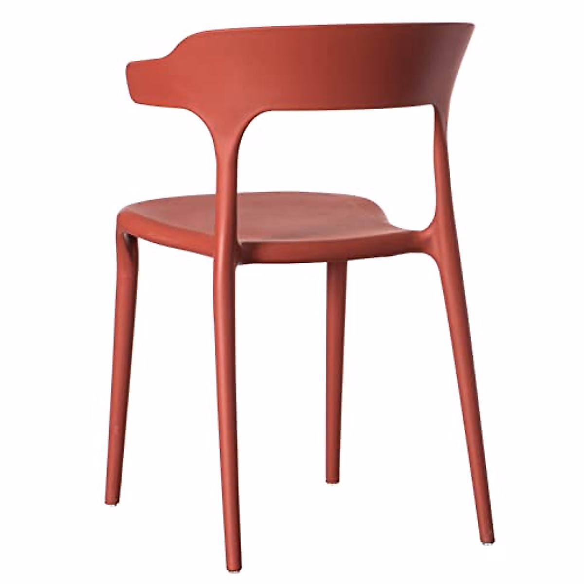 Fabulaxe Modern Plastic Outdoor Dining Chair with Open U Shaped Back, Red Set of 4