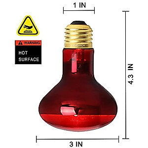 AOMRYOM 75W Infrared Basking Spot Heat Lamp Bulb Red Light Heat Bulbs for Pet Lizards Bearded Dragons Chameleons Snakes Reptiles & Amphibians - 2 Pack