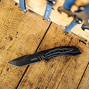 Kershaw Flatbed Pocket Knife, Black 3.125 inch Blade with SpeedSafe Opening Mechanism, Glass Filled Nylon Handle with Liner Lock and Pocketclip
