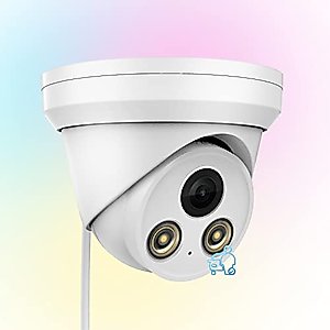 Compatible for Hikvision 5MP Outdoor PoE Turret Camera,Security Surveillance with Human/Vehicle Detection,2.8mm Lens,98ft Night Vision,Built-in Mic,IP67(PG2355I) (White-PG-2387C)