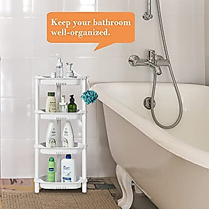 ELYKEN 4 Tier Shower Caddy Organizer Shelf Corner, 14.4 x 11.2 x 31.5 Inches, Rustproof, Plastic Shower Rack Stands for Inside Bathroom, Bathtub, Shower pan, White