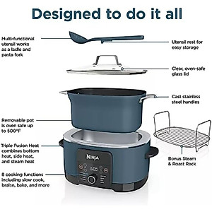 Ninja Foodi PossibleCooker PRO 8.5Qt 8-in 1 Multicooker Replaces 14 Appliances Triple Fusion Heat Cooks 30% Faster Slow Cooker Steam Oven Food Warmer Nonstick Pot Sauté Pan Dutch Oven - Navy (Blue)