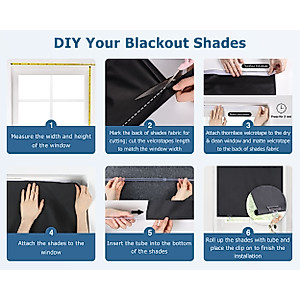 LazBlinds 100% Blackout Roller Shades, No tools No Drill Cordless Blinds for Windows, Thermal Insulated UV Protection Privacy Window Shades for Bedroom (36''W x 72''H, Black)