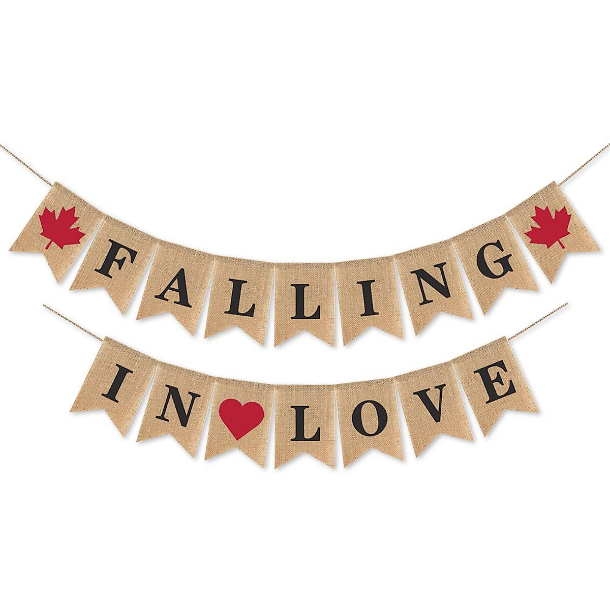 SWYOUN Burlap Falling in Love Banner with Maple Leaf Fall Autumn Wedding Supplies Engagement Bridal Shower Garland Decoration
