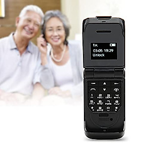 VINGVO Mini Flip Phone, Support Micro SIM Card 32MB 64MB Flip Phone 0.66 Inch Bluetooth 64x48 300mAh Battery for Seniors (Black)