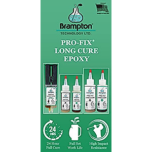 Brampton PRO-FIX Long Cure Golf Epoxy - Full Set Work Life - Extra Strength - Golf Epoxy for All Golf Shafts, Golf Heads, Drivers, Putters, and Irons - Engineered for The Golf Industry (8 oz Kit)