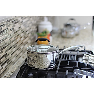 AVACRAFT Tri-Ply Stainless Steel Saucepan with Glass Strainer Lid, Two Side Spouts, Ergonomic Handle, Multipurpose Sauce Pan with Lid, Sauce Pot, Cooking Pot (Tri-Ply Full Body, 2.5 Quart)