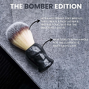RUBAB MEN Premium Shaving Brush for Men with Cruelty-Free Bristles Synthetic Bristles |Bomber Edition| Experience Luxury Wet Shave & Elegant Dual-Toned Handle Crafted with Passion