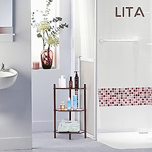 LITA Wood Side Table, 3-Tier Nightstand Log Small End Table for Living Room Bedroom Office Small Spaces, Indoor Small Coffee Table, Easy Assembly Decro Bedside Table，Walnut