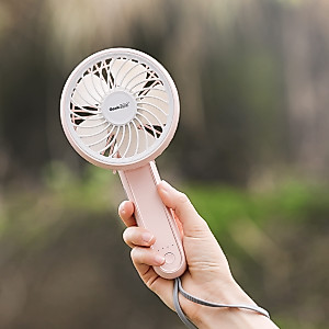 GeekAire 3.5 inch Rechargeable Mini Handheld Desk Portable Purse Travel Fan (Pink)