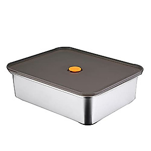 CORAHE 304 Stainless Steel Large Food Storage Container with Lids Airtight Metal Food Containers Stackable Meal Prep Leftover Containers for Freezer Fridge Oven Dishwasher Safe (Size : 2300ML)